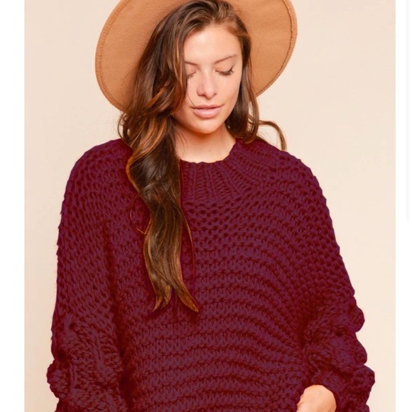 Sweaters | Macaron Size Large Cranberry Color Boho Sweater | Poshmark